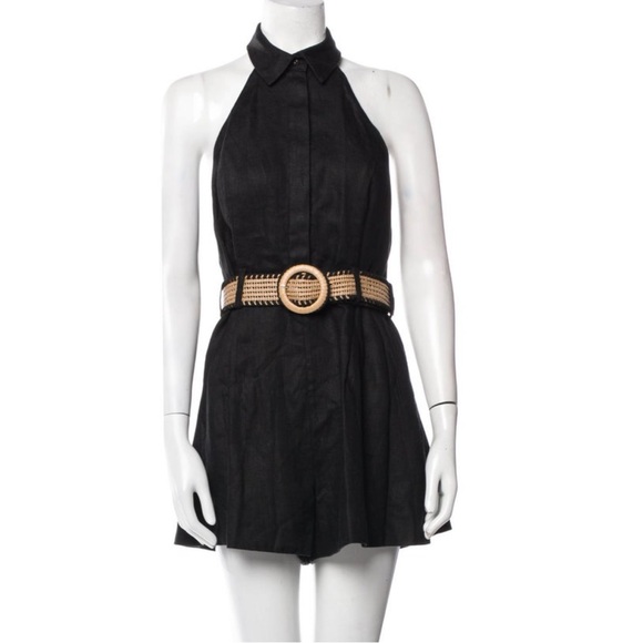 Zimmermann | Pants & Jumpsuits | Zimmermann Black Backless Linen Halter ...